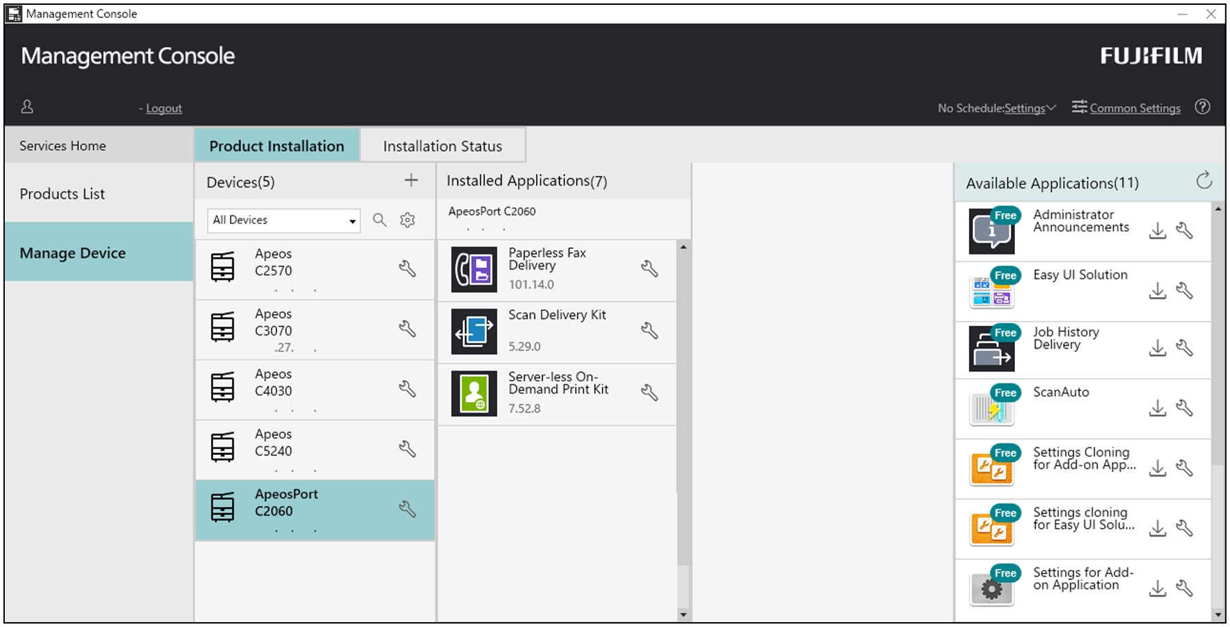 Management Console | FUJIFILM Business Innovation Corp.